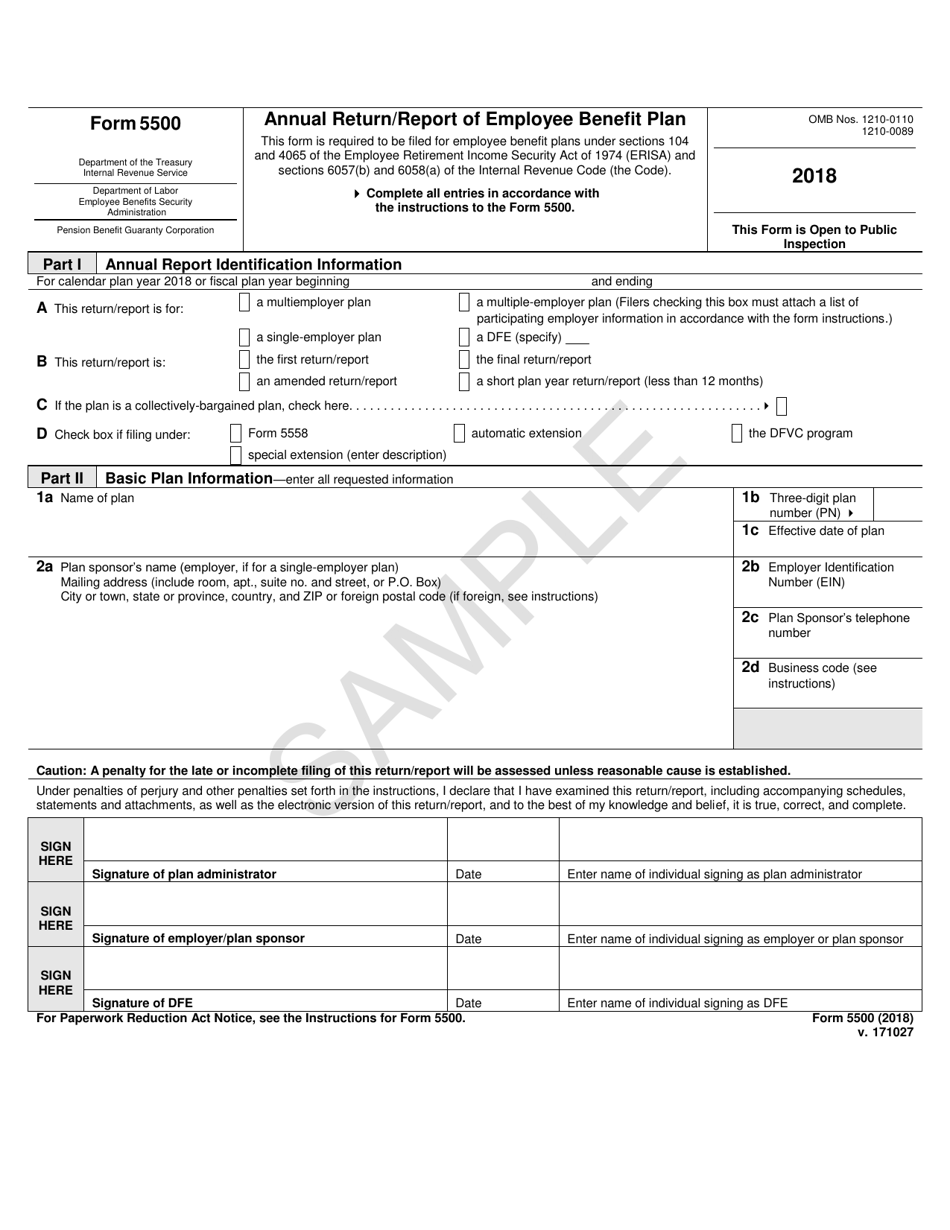 Form 5500 - 2018 - Fill Out, Sign Online and Download Fillable PDF ...