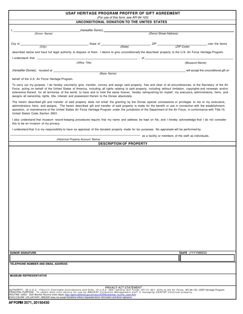 AF Form 3571 - Fill Out, Sign Online and Download Fillable PDF ...
