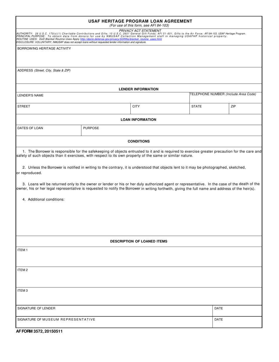 AF Form 3572 - Fill Out, Sign Online and Download Fillable PDF ...