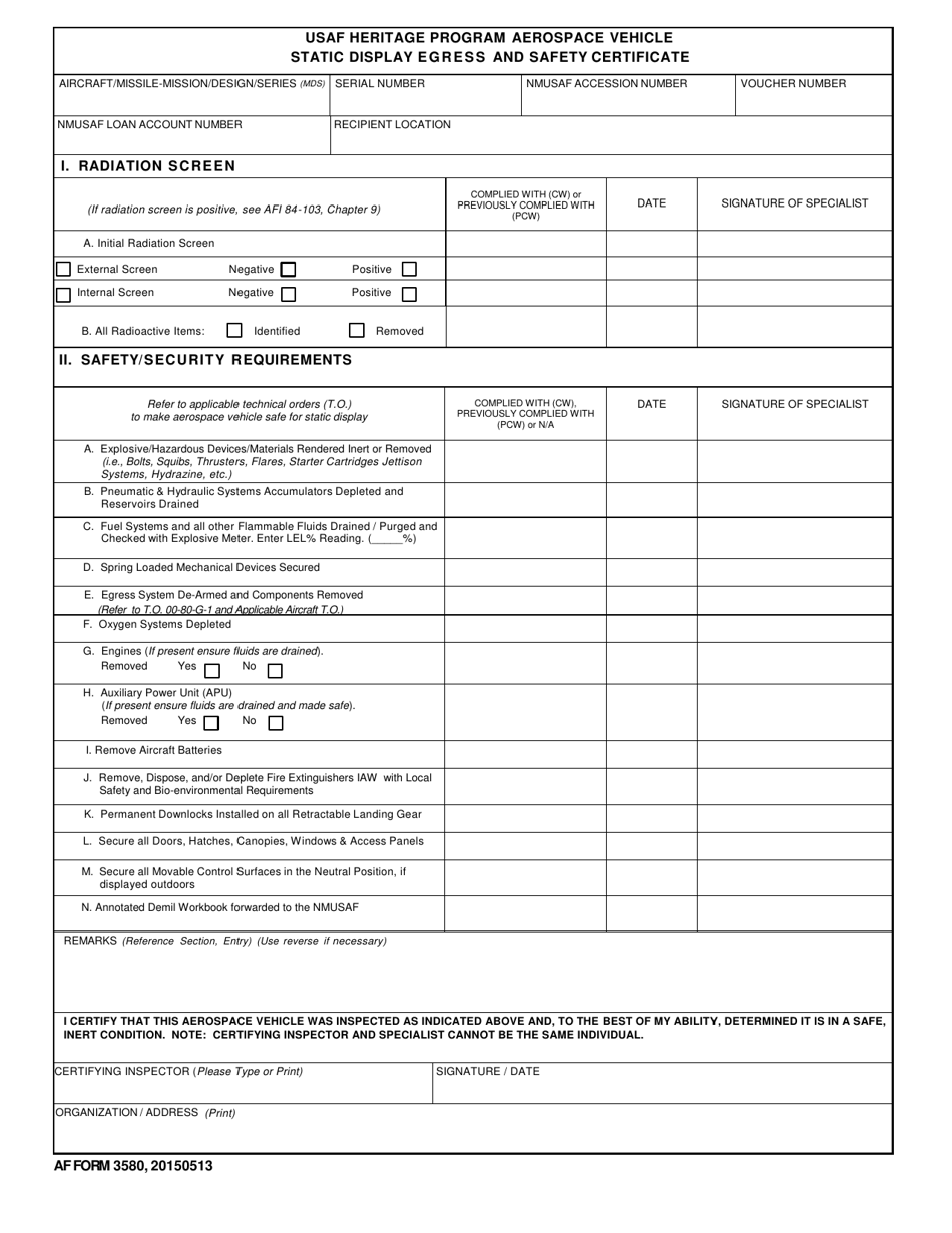 AF Form 3580 - Fill Out, Sign Online and Download Fillable PDF ...