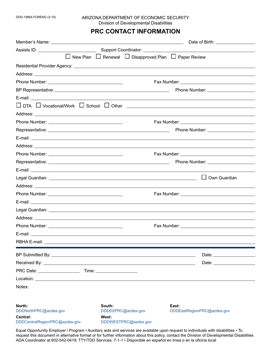Form DDD-1986A - Fill Out, Sign Online and Download Fillable PDF ...