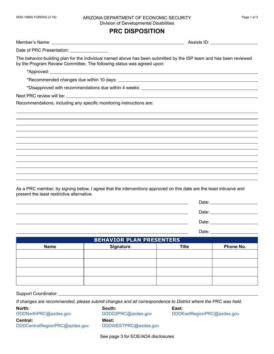 Form DDD-1988A - Fill Out, Sign Online and Download Fillable PDF ...