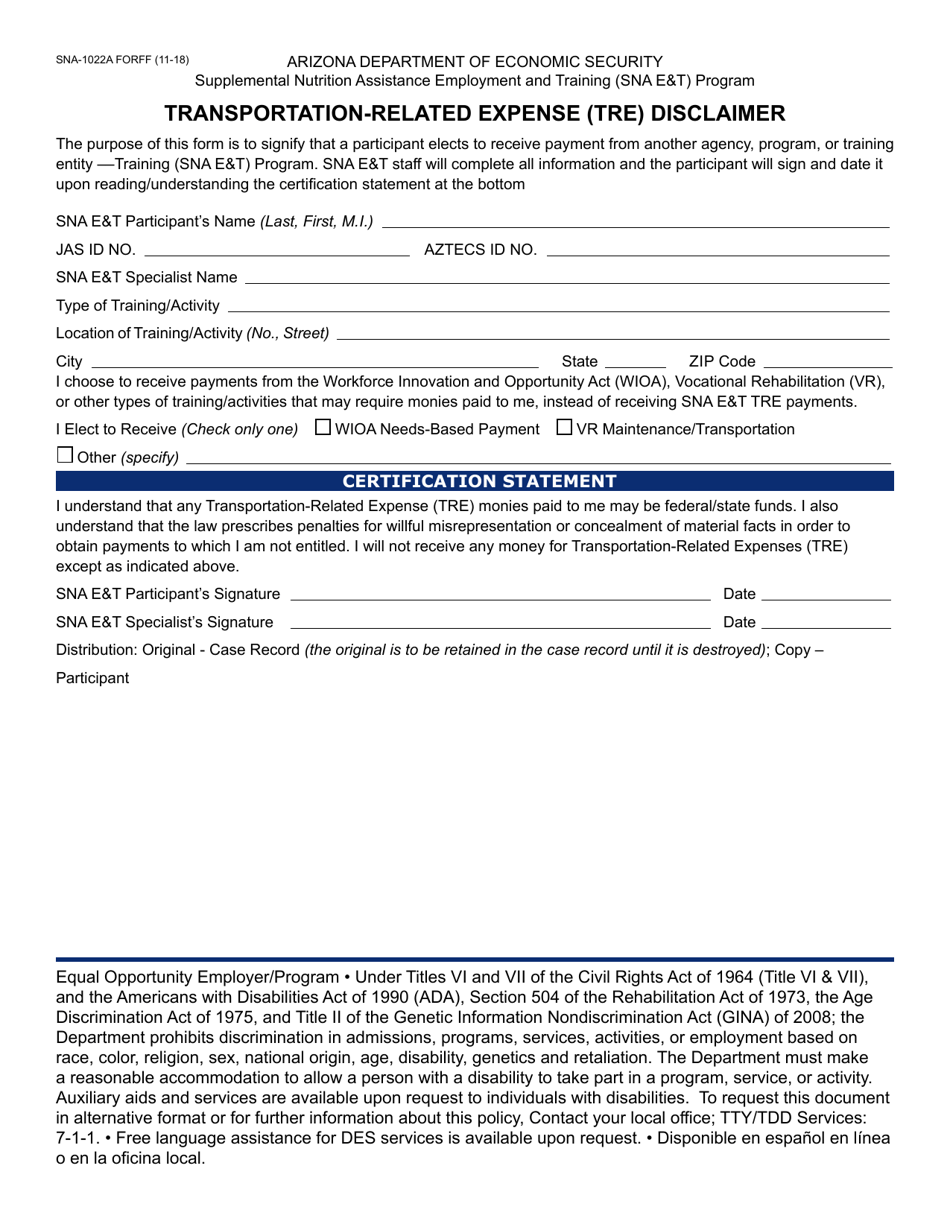 Form SNA-1022A - Fill Out, Sign Online and Download Fillable PDF ...