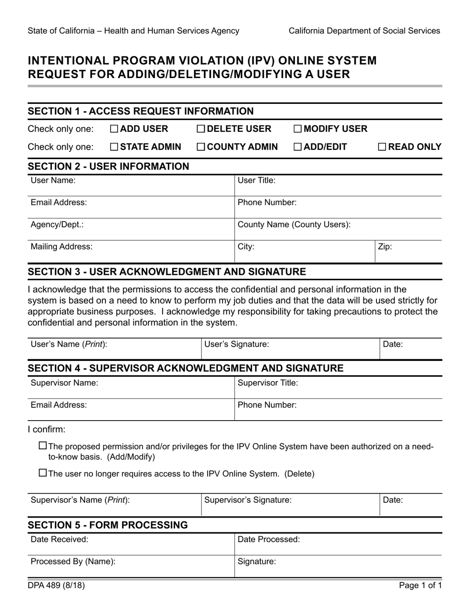 Form DPA489 - Fill Out, Sign Online and Download Fillable PDF ... Form DPA489 - Fill Out, Sign Online and Download Fillable PDF ...