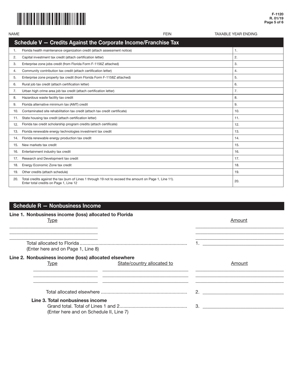 Form F-1120 - Fill Out, Sign Online and Download Printable PDF, Florida ...