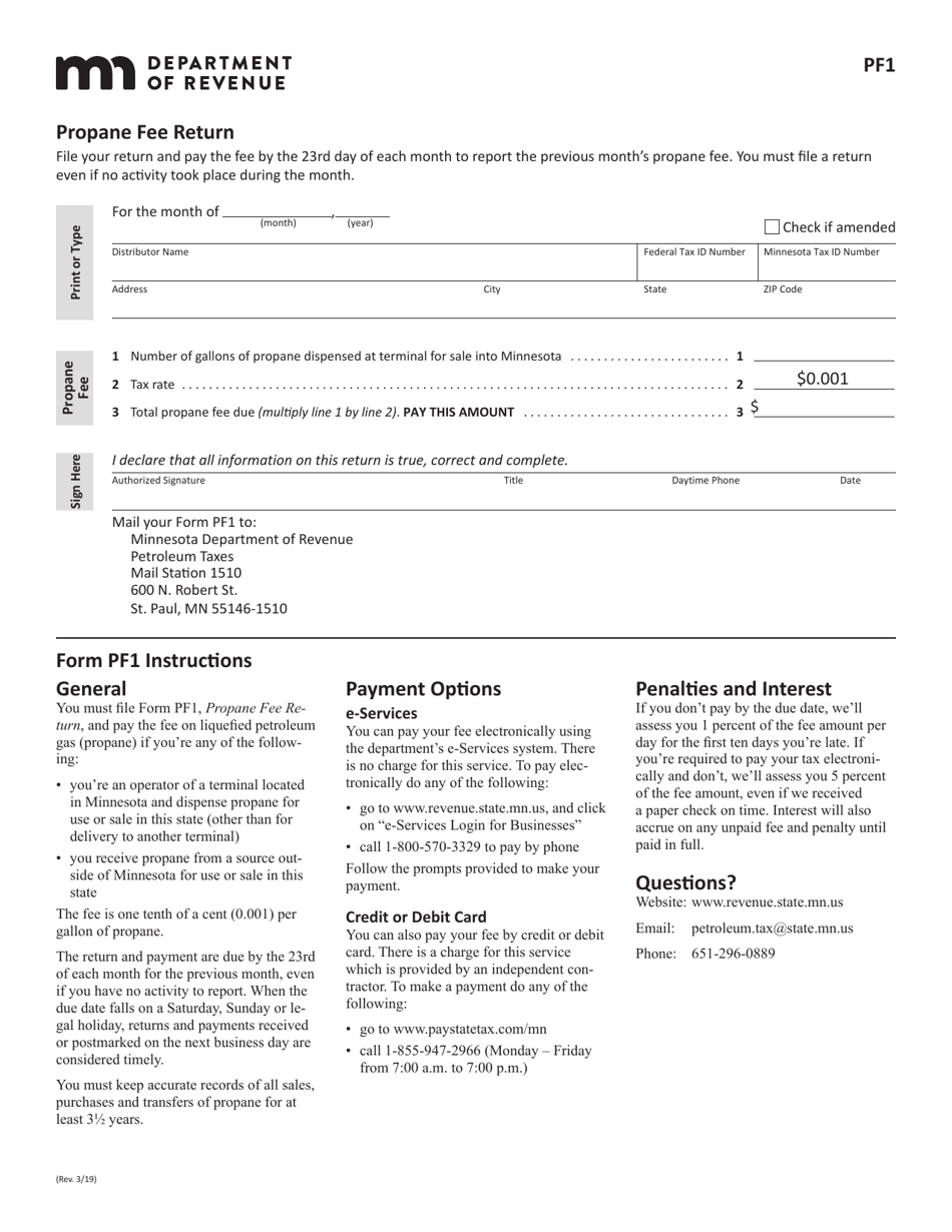 Form PF1 - Fill Out, Sign Online and Download Fillable PDF, Minnesota ...