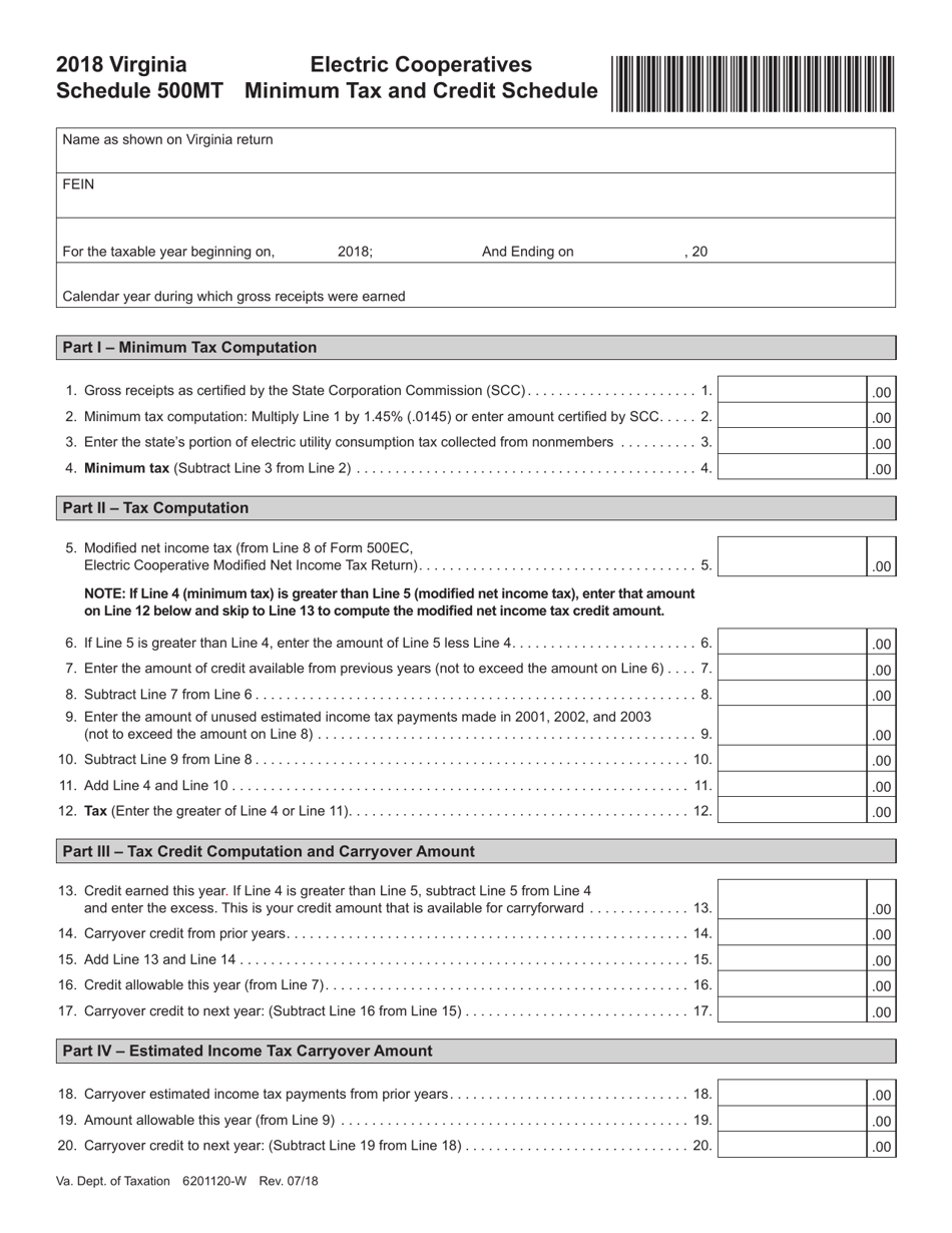 Form 6201120-W Schedule 500MT Download Fillable PDF or Fill Online ...