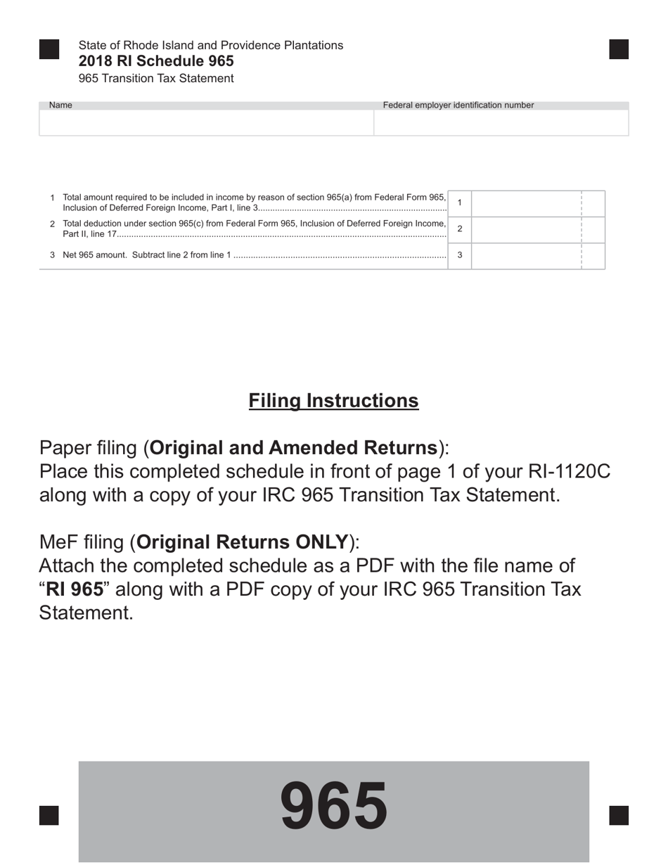 2018 Rhode Island Transition Tax Statement - Fill Out, Sign Online and ...