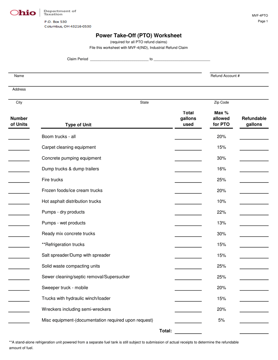 Form MVF-4PTO - Fill Out, Sign Online and Download Printable PDF, Ohio ...