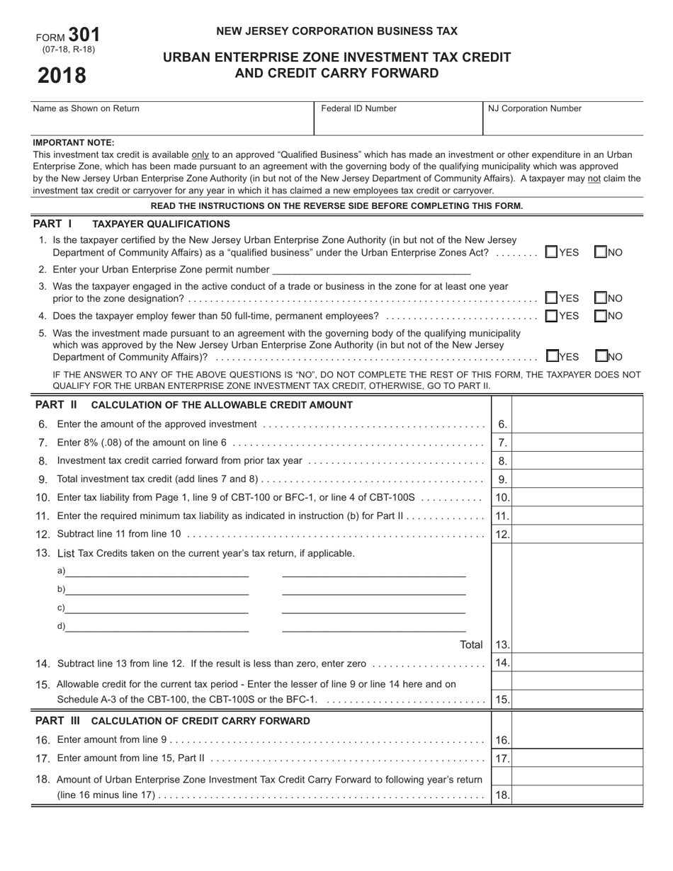 Form 301 - 2018 - Fill Out, Sign Online and Download Fillable PDF, New ...