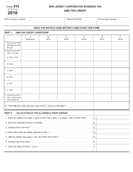 Form 315 - Fill Out, Sign Online and Download Fillable PDF, New Jersey ...