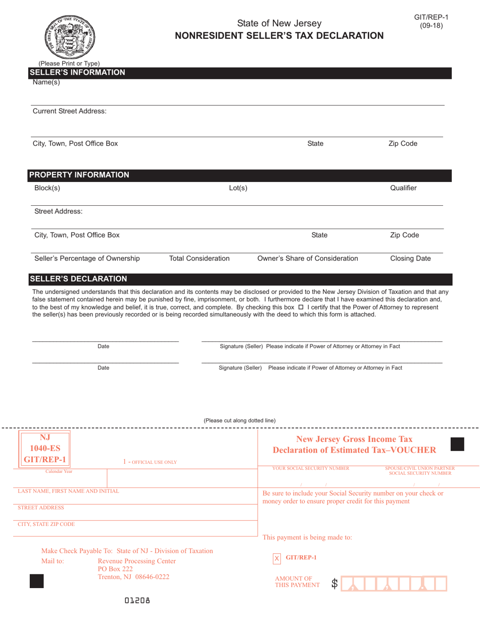 Form GIT/REP-1 - Fill Out, Sign Online and Download Fillable PDF, New Jersey | Templateroller