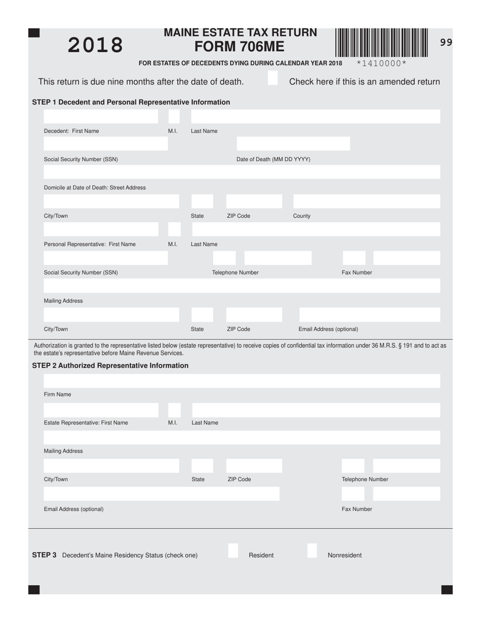 Form 706ME - 2018 - Fill Out, Sign Online and Download Printable PDF ...