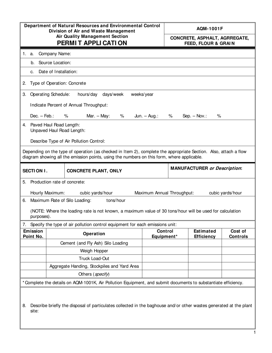 Form AQM-1001F - Fill Out, Sign Online and Download Printable PDF ...