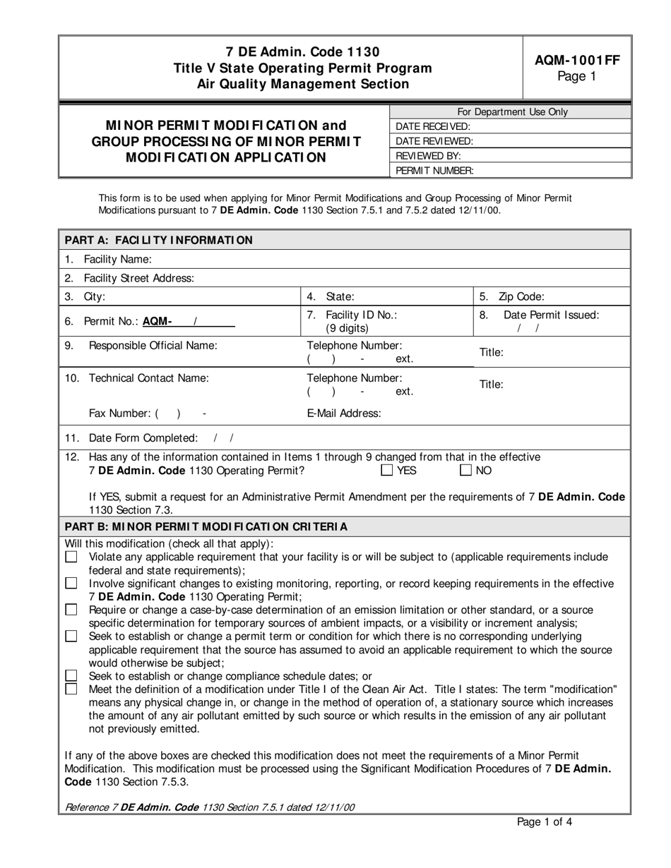 Form AQM-1001FF - Fill Out, Sign Online and Download Printable PDF ...