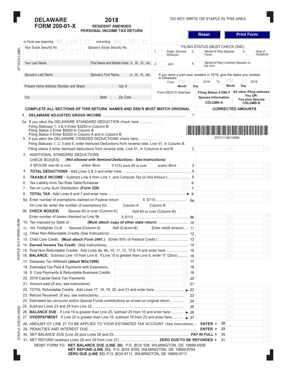 Form 200-01-X - 2018 - Fill Out, Sign Online and Download Fillable PDF ...