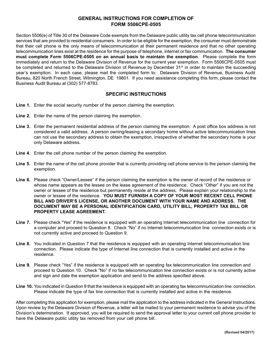 Download Instructions for Form 5506CPE-0505 Application for Exemption ...
