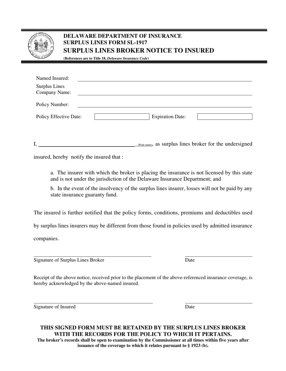 Form SL-1917 - Fill Out, Sign Online and Download Fillable PDF ...