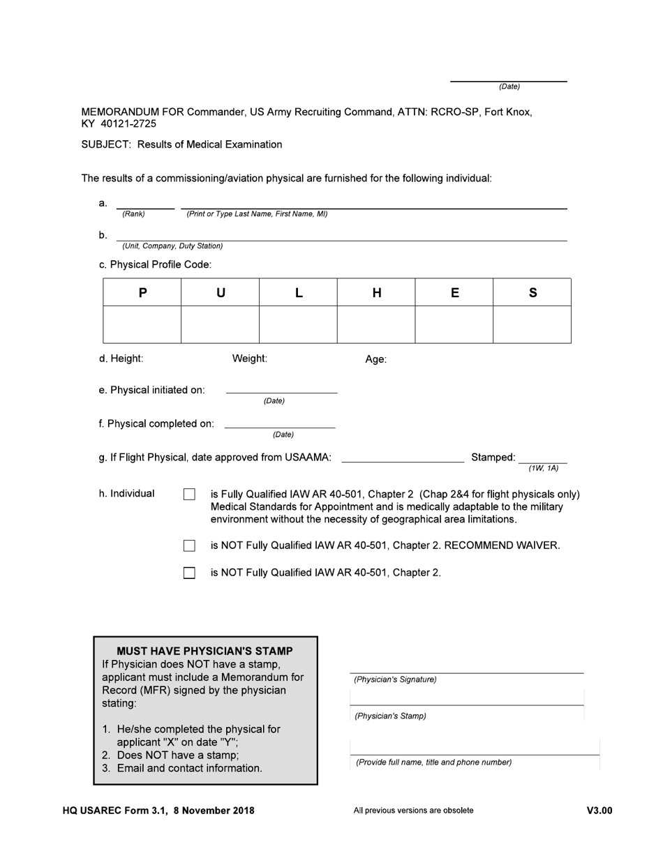 HQ USAREC Form 3.1 - Fill Out, Sign Online and Download Fillable PDF ...