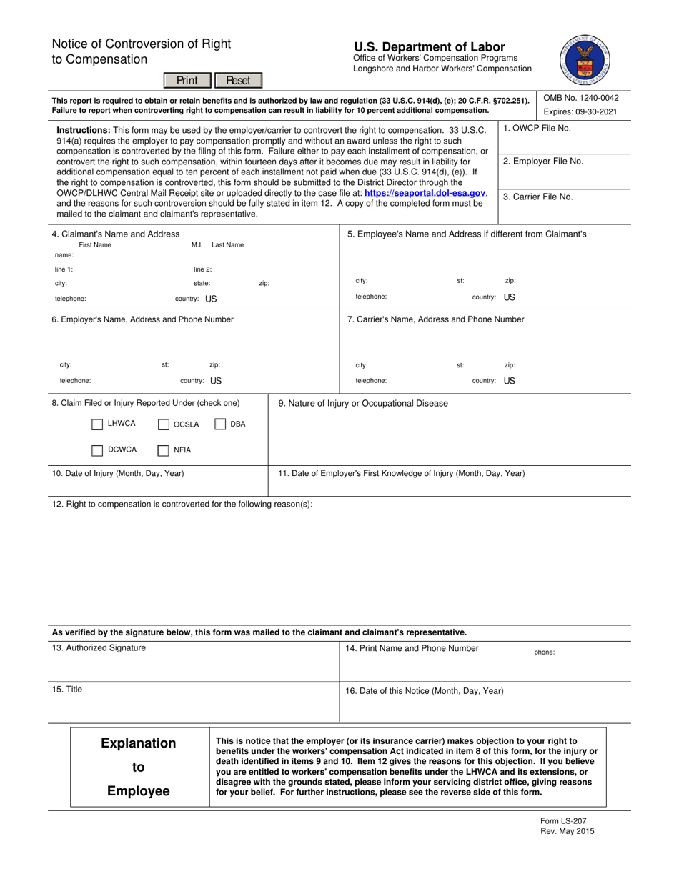 Form LS-207 - Fill Out, Sign Online and Download Fillable PDF ...