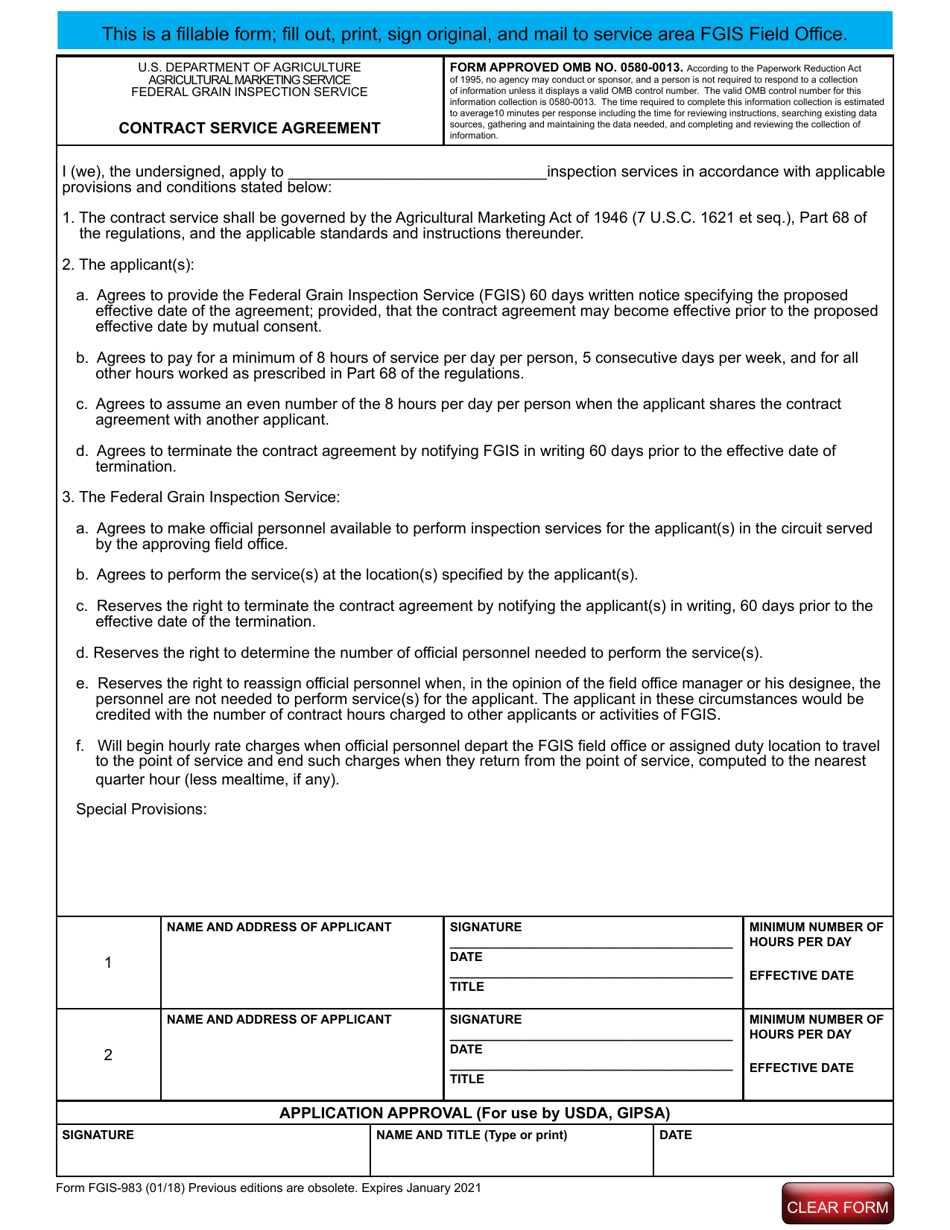 Form FGIS-983 - Fill Out, Sign Online and Download Fillable PDF ...