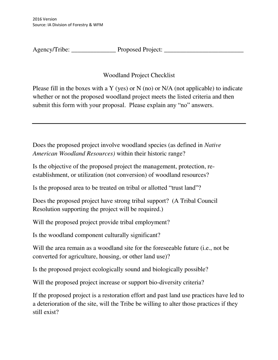 Woodland Project Checklist - Fill Out, Sign Online and Download PDF ...