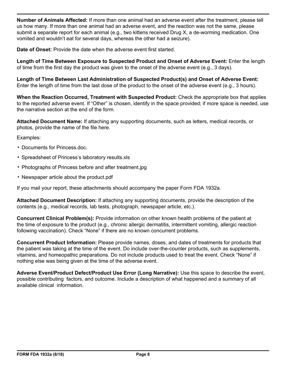 Form FDA1932A Download Fillable PDF or Fill Online Veterinary Adverse Drug Reaction, Lack of ...