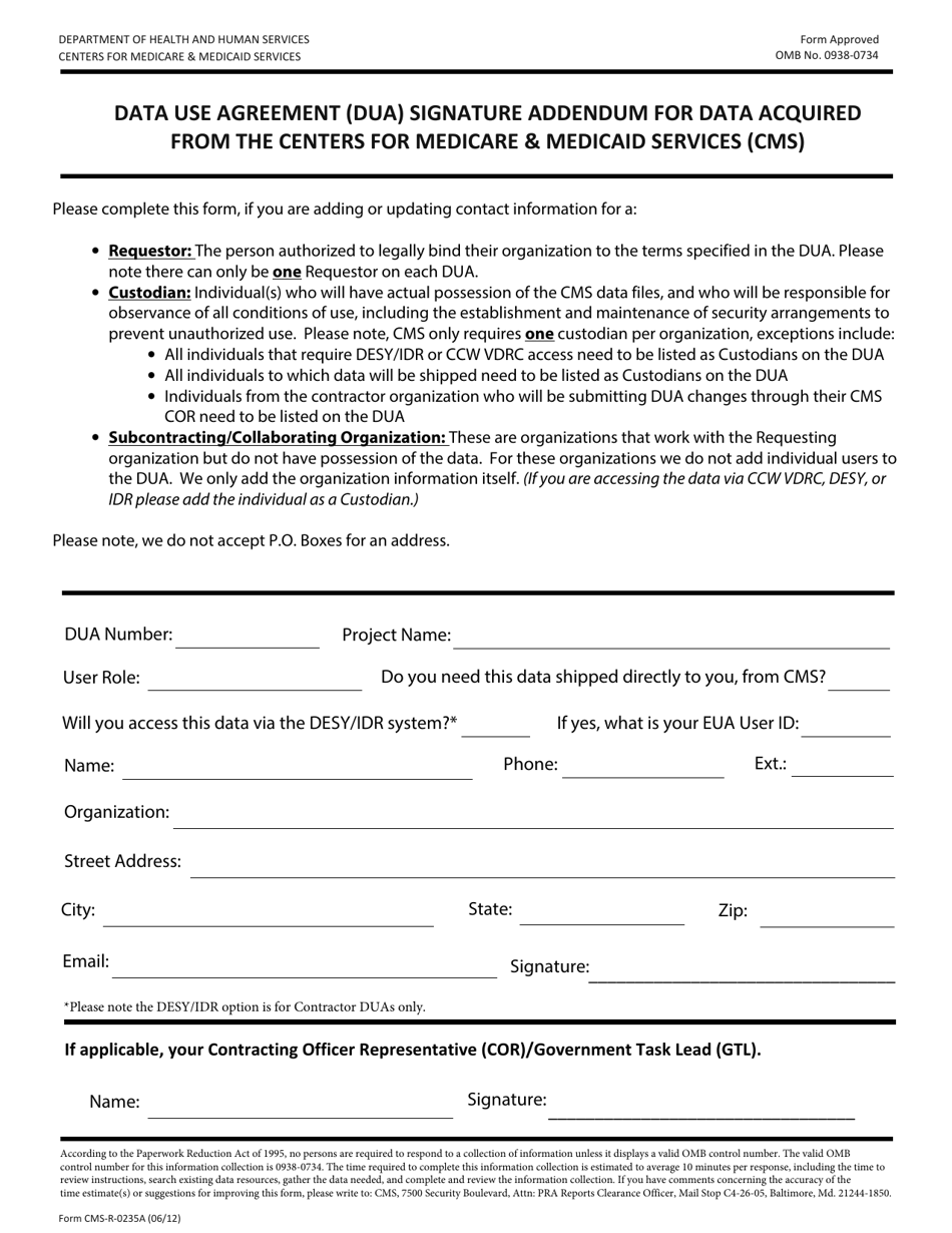 Form CMS-R-0235A - Fill Out, Sign Online and Download Fillable PDF ...
