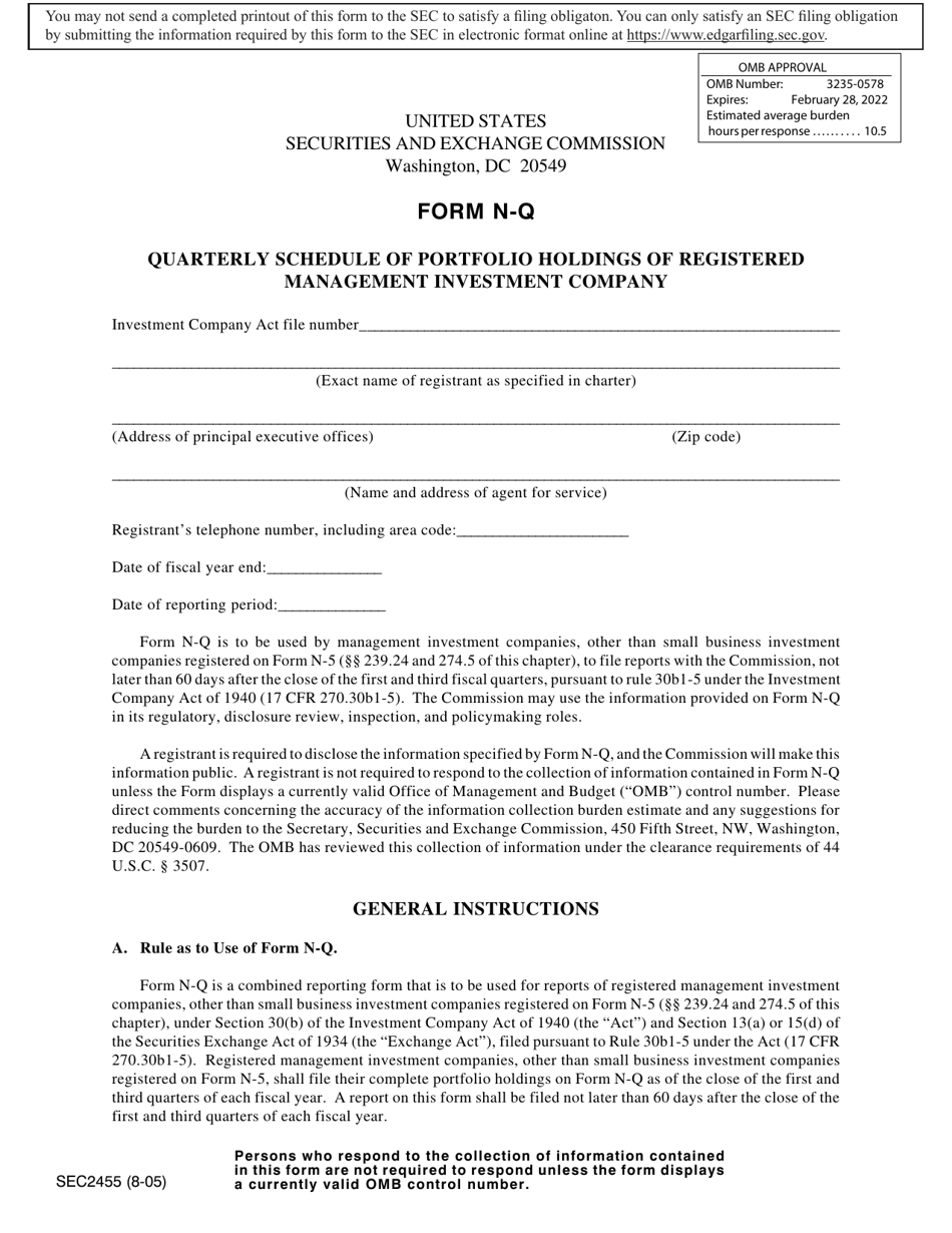 SEC Form 2455 (N-Q) - Fill Out, Sign Online and Download Printable PDF ...