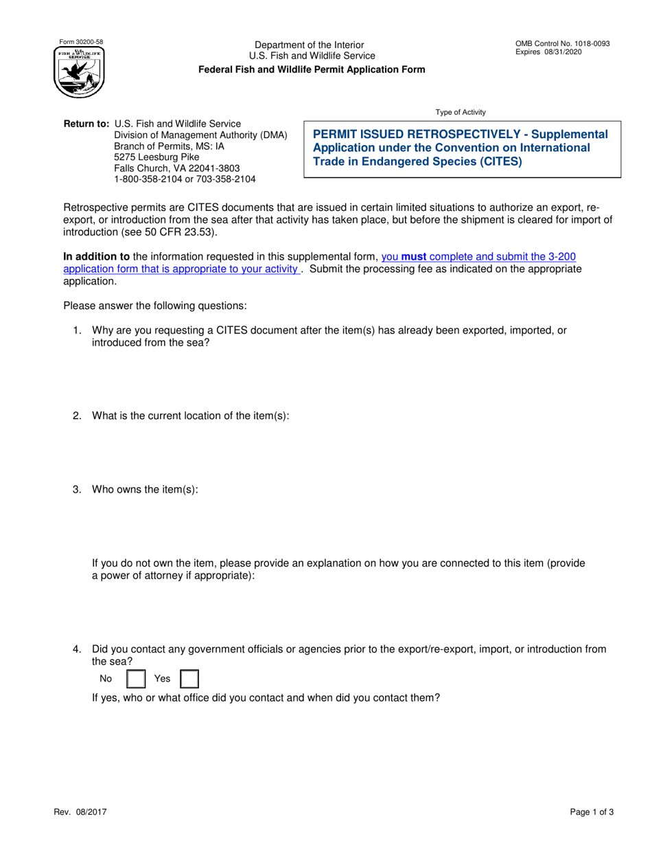 FWS Form 3-200-58 - Fill Out, Sign Online and Download Fillable PDF ...