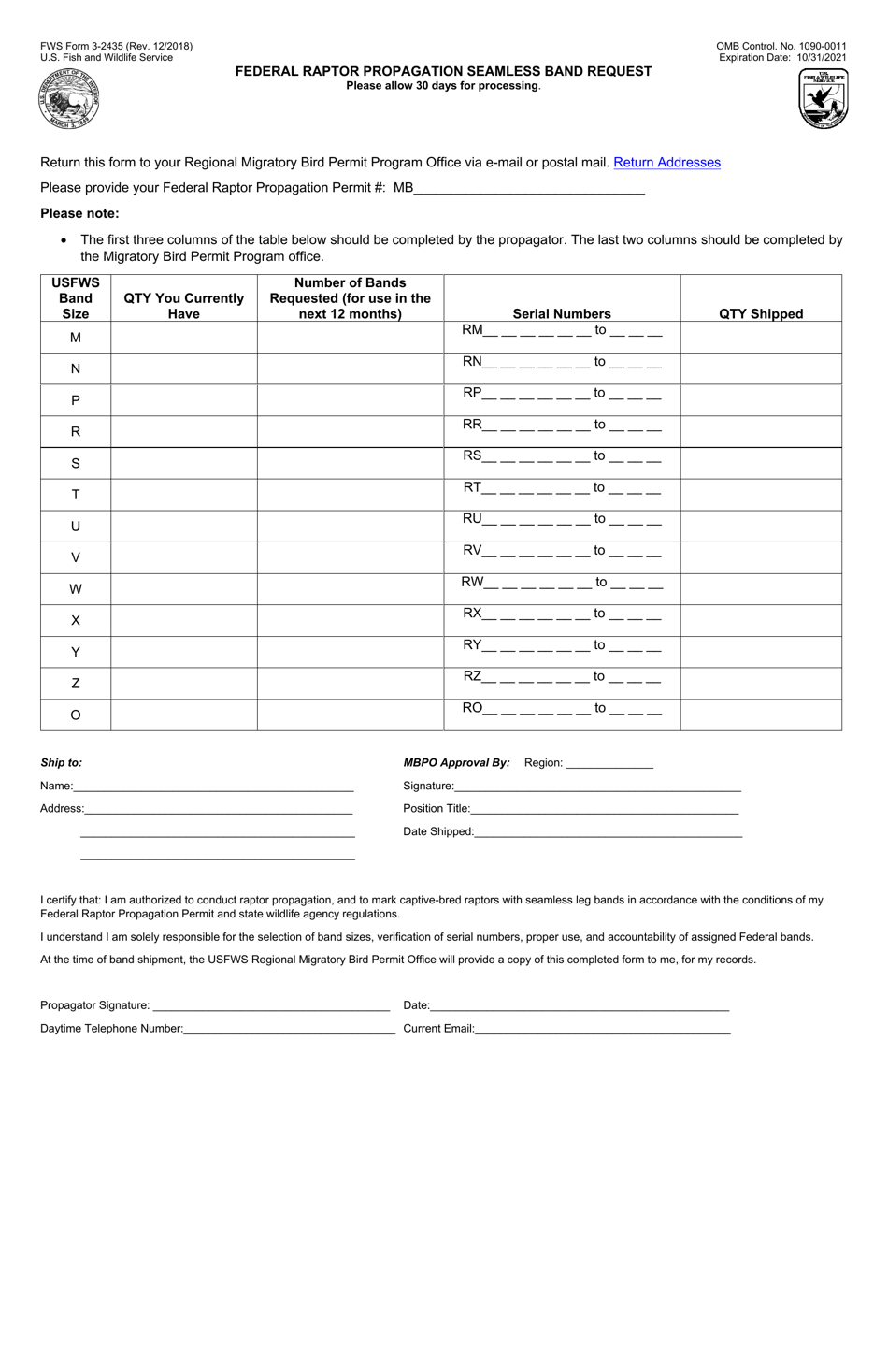 FWS Form 3-2435 - Fill Out, Sign Online and Download Fillable PDF | Templateroller