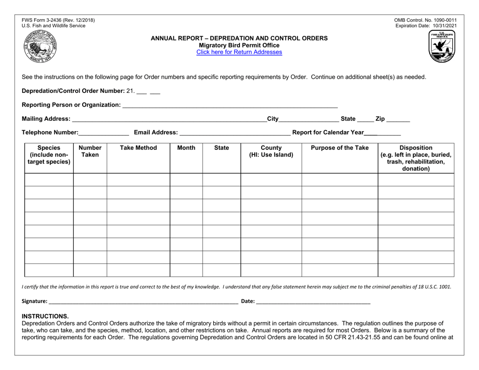 FWS Form 3-2436 - Fill Out, Sign Online and Download Fillable PDF ...