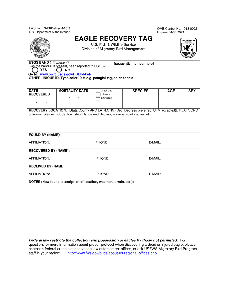 FWS Form 3-2480 - Fill Out, Sign Online and Download Fillable PDF ...