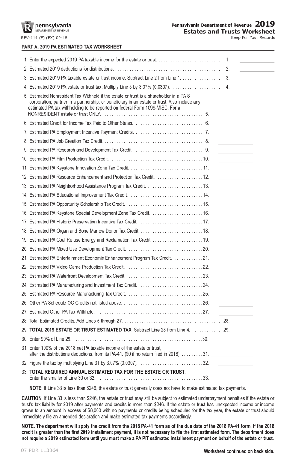 Form REV-414 (F) Download Printable PDF or Fill Online Estates and ...