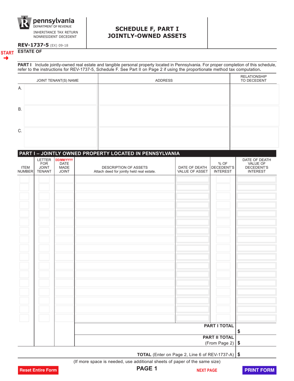 Form REV-1737-5 Schedule F Download Fillable PDF or Fill Online Jointly ...