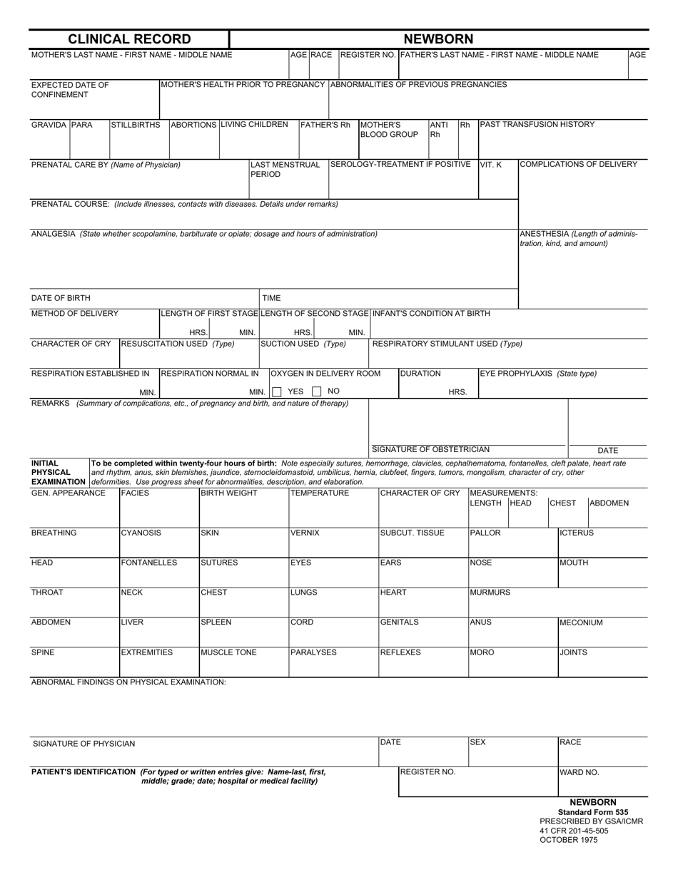 Form SF-535 - Fill Out, Sign Online and Download Fillable PDF ...