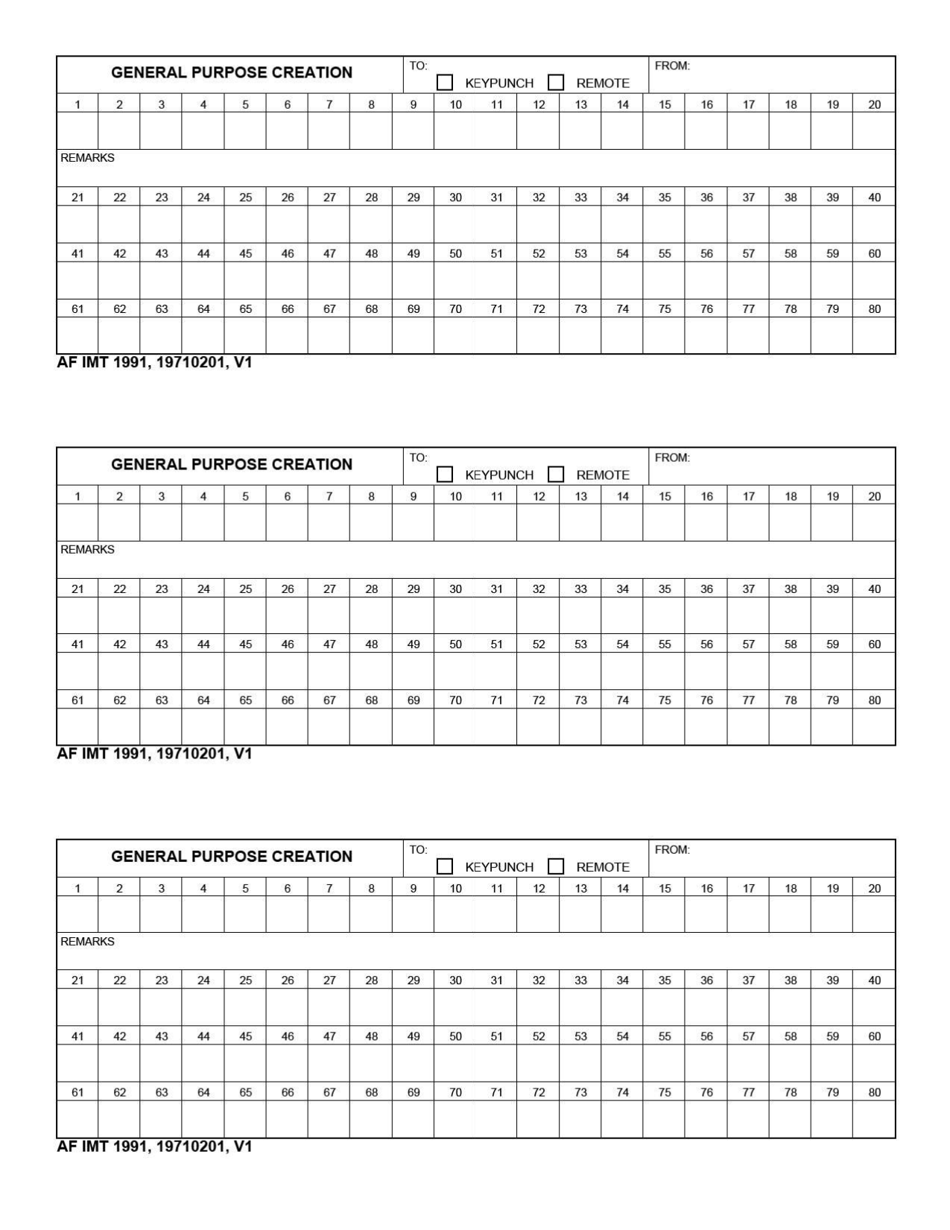 AF IMT Form 1991 - Fill Out, Sign Online and Download Fillable PDF ...