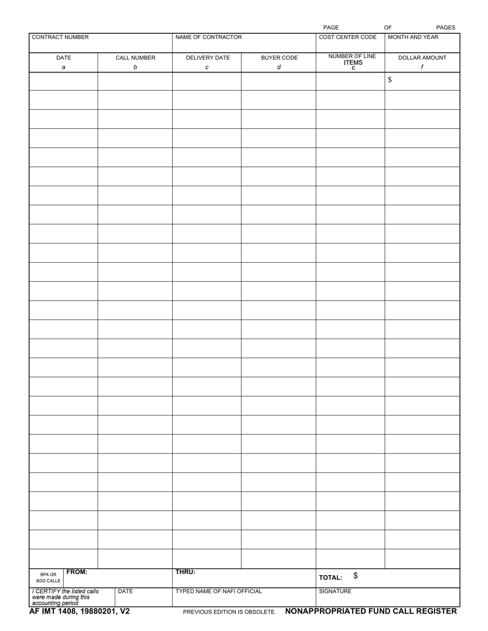 AF IMT Form 1408 - Fill Out, Sign Online and Download Fillable PDF ...