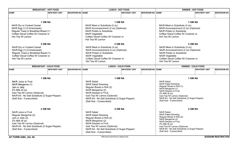 AF Form 2485 - Fill Out, Sign Online and Download Fillable PDF ...