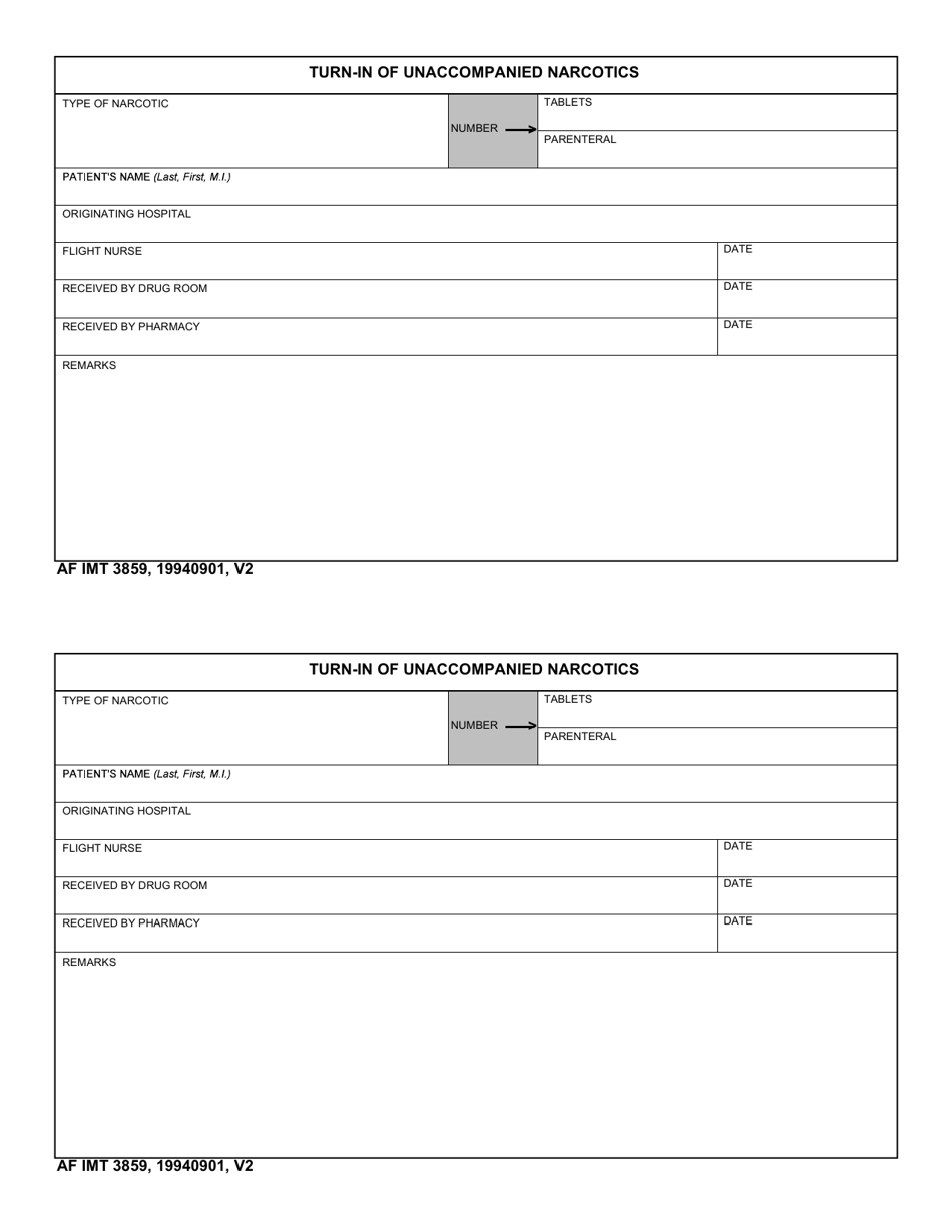 AF IMT Form 3859 - Fill Out, Sign Online and Download Fillable PDF ...