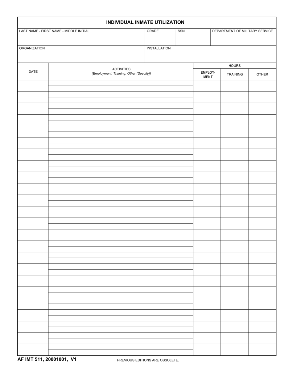 AF IMT Form 511 - Fill Out, Sign Online and Download Fillable PDF ...