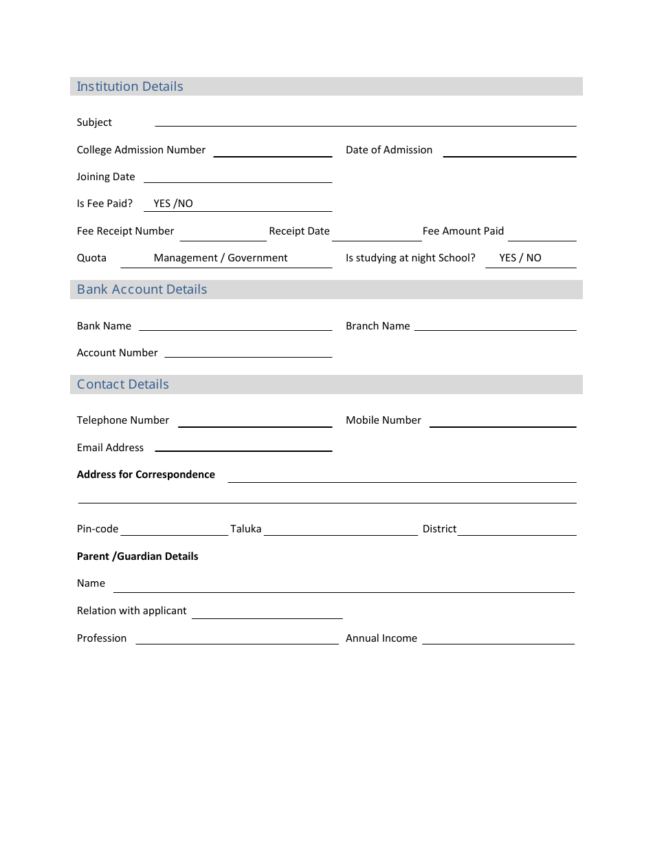 Scholarship Application Form Fill Out Sign Online And Download PDF 