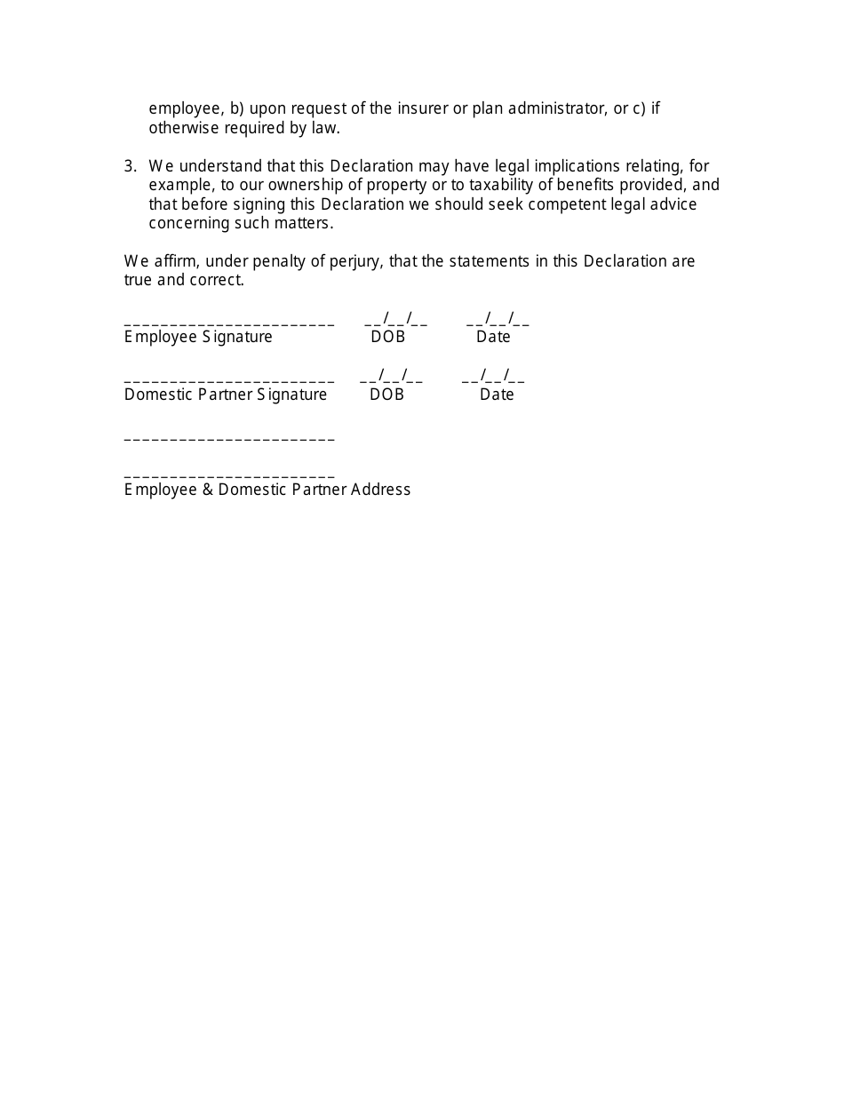 Declaration of Domestic Partnership Template - Fill Out, Sign Online ... Declaration of Domestic Partnership Template - Fill Out, Sign Online ...
