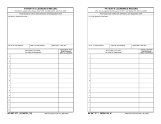 AF IMT Form 577 Download Fillable PDF or Fill Online Patient's ...