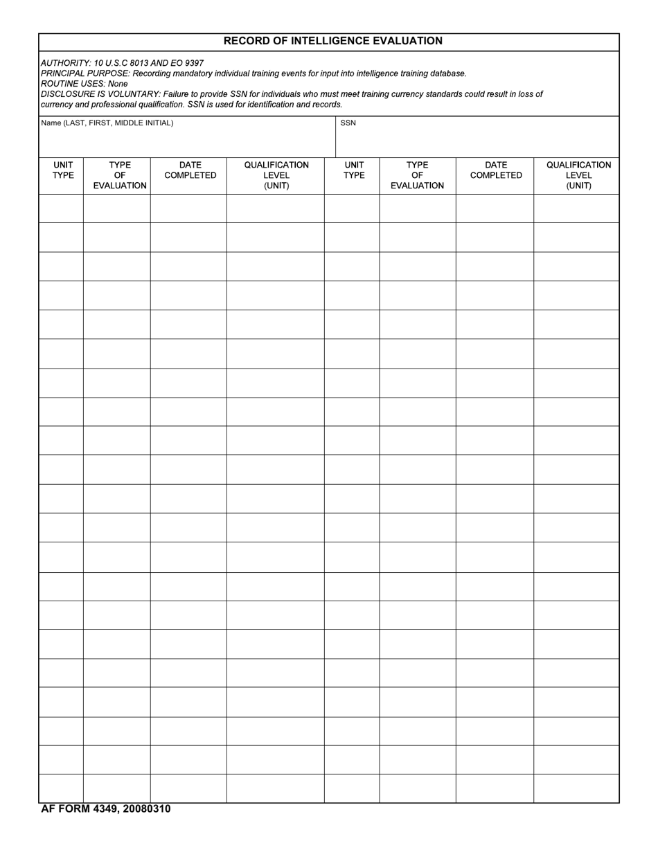 AF Form 4349 - Fill Out, Sign Online and Download Fillable PDF ...