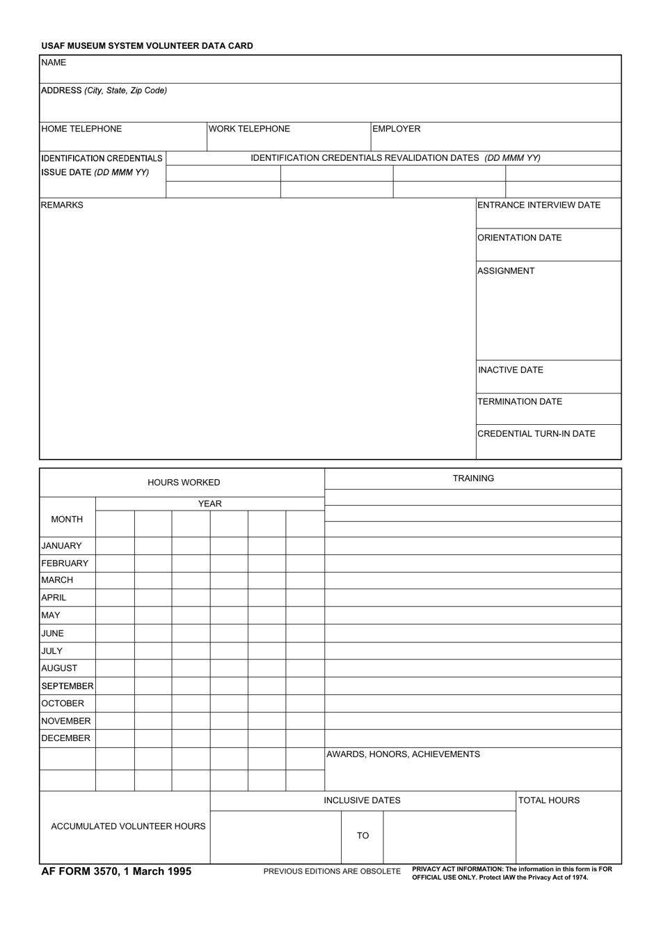 AF Form 3570 - Fill Out, Sign Online and Download Fillable PDF ...