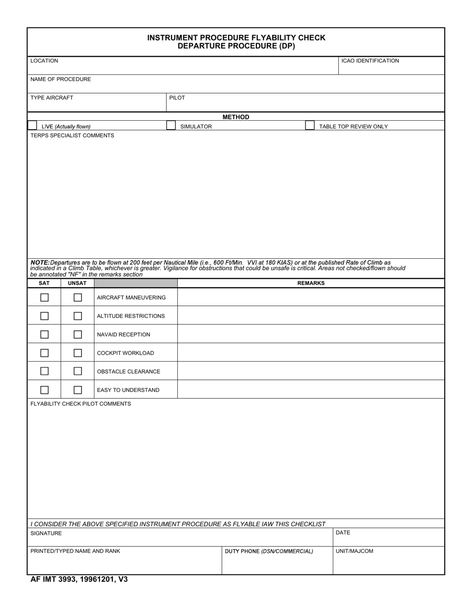 AF IMT Form 3993 - Fill Out, Sign Online and Download Fillable PDF ...