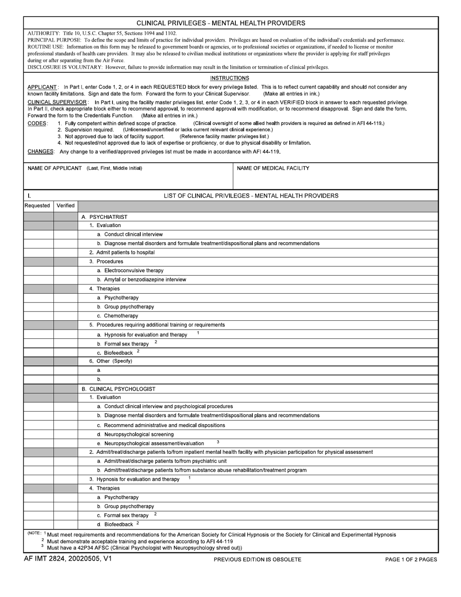 AF IMT Form 2824 - Fill Out, Sign Online and Download Printable PDF ...