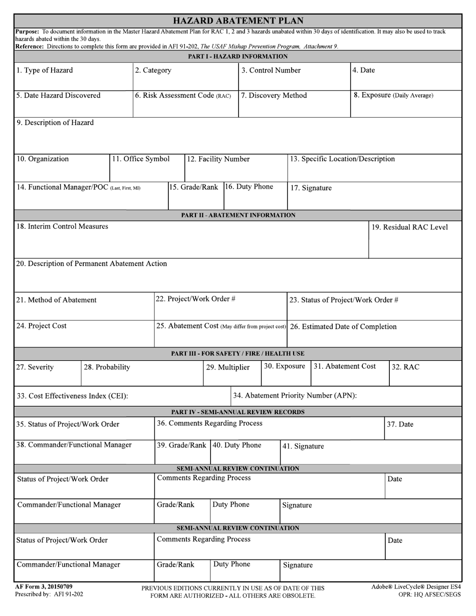 AF Form 3 - Fill Out, Sign Online and Download Fillable PDF ...
