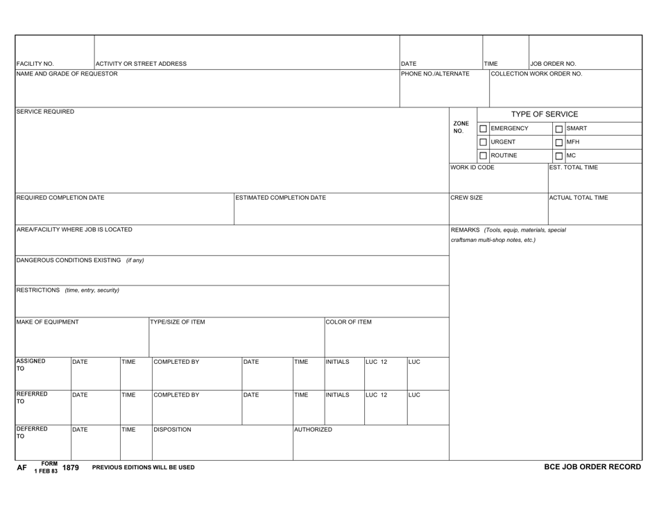 AF Form 1879 - Fill Out, Sign Online and Download Fillable PDF ...